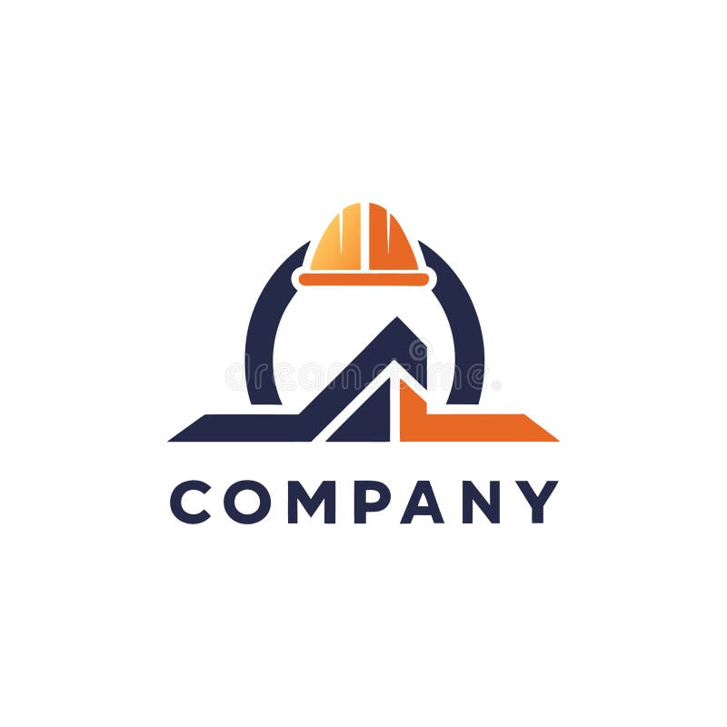 Modern Construction Logo Design with Helmet and Geometric Shape Stock ...