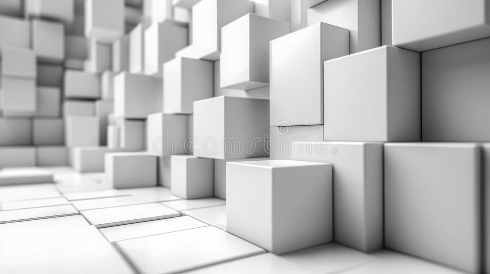 A Modern Abstract 3D Pattern of White Cubes Arranged in a Structured ...