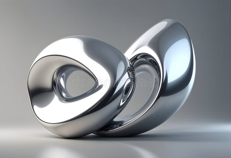 Modern Abstract 3d Render Chrome Metal Contemporary Shape Object on a ...