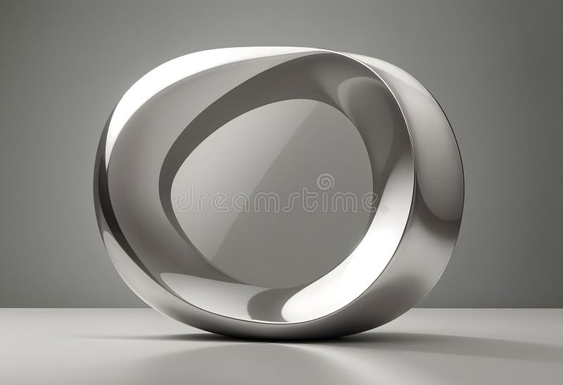 Modern Abstract 3d Render Chrome Metal Ring-shaped Object on a Gray ...