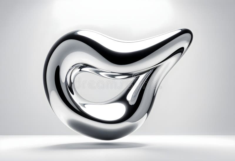 Modern Abstract 3d Render Chrome Metal Ring-shaped Object on a Gray ...
