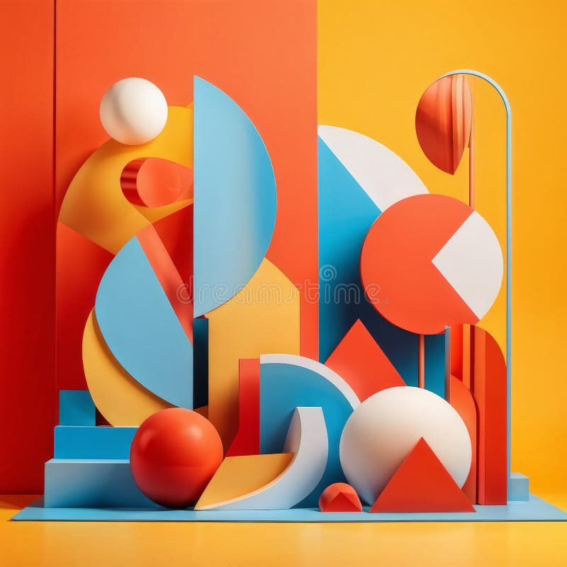 Modern Abstract 3d Render. Geometric Shapes Background Stock ...