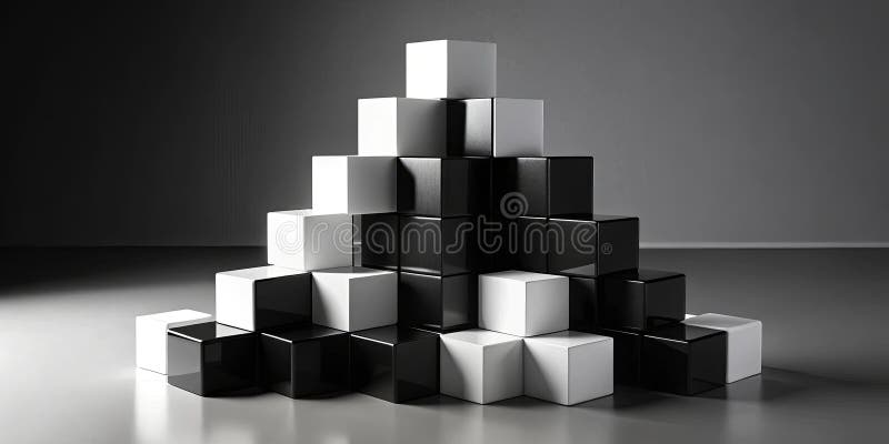 Modern Abstract 3D Rendering a Minimalist Black and White Cube ...
