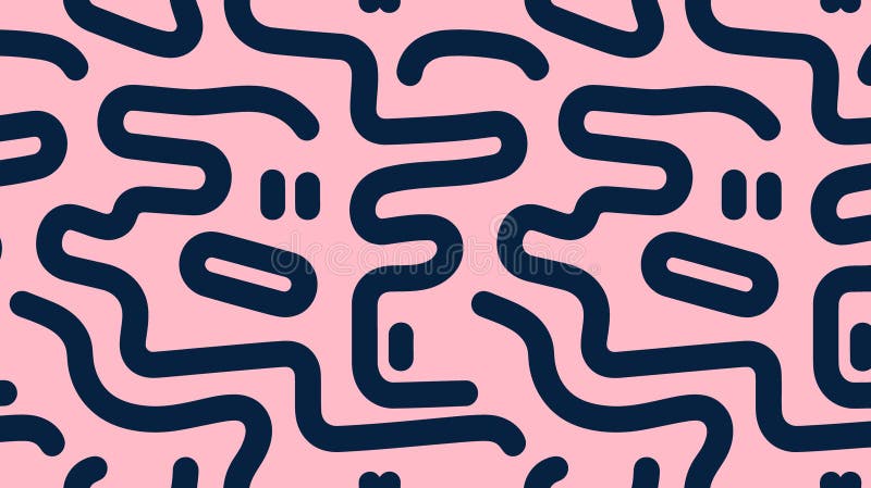 Modern Abstract Dark Blue Curved Line Pattern on Pink Background Stock ...