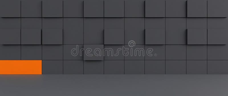 Modern Abstract Dark Gray Geometric Squares Pattern with Bright Orange Element Minimal ...