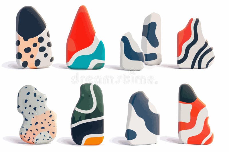 Modern Abstract Decor Sculpture Set Isolated Vector Style Stock Vector ...
