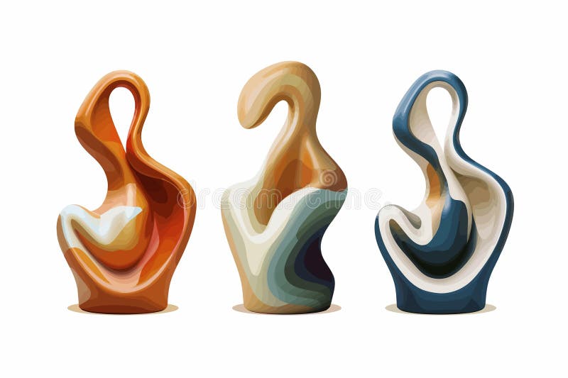 Modern Abstract Decor Sculpture Set Isolated Vector Style Stock Vector ...