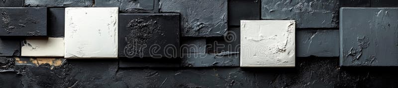 Modern Abstract Design with Black and White Blocks in Various Shapes ...