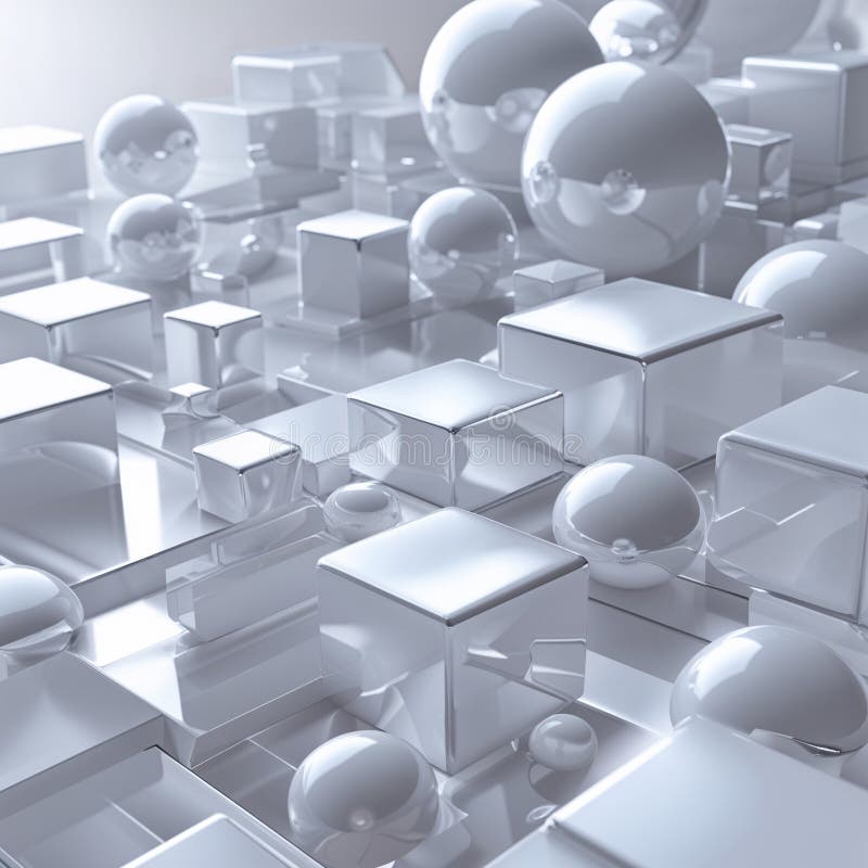 Minimal Elegance: Cubes and Spheres Stock Illustration - Illustration ...