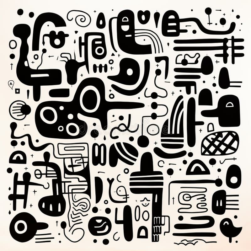 Modern Abstract Design Doodle Set Inspired by Dogon Art Stock ...