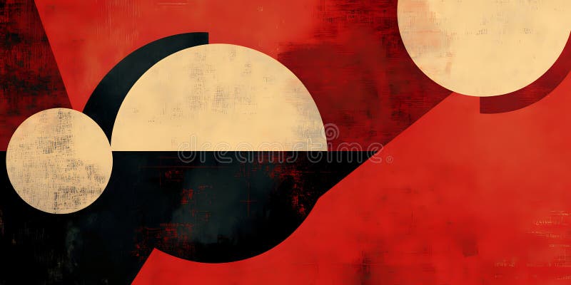 Abstract Geometric Patterns with Circles and Arcs on a Red Background ...