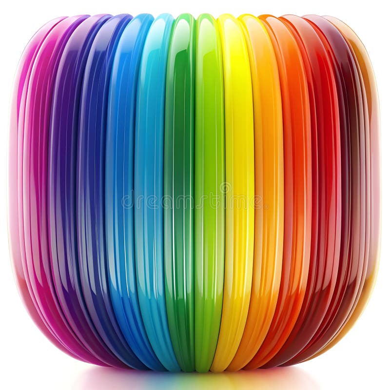 Rainbow Colored Glossy Stripes Abstract Design Isolated on White ...