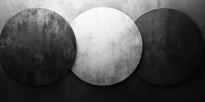 Modern Abstract Design Featuring Three Circular Shapes in Black, White ...