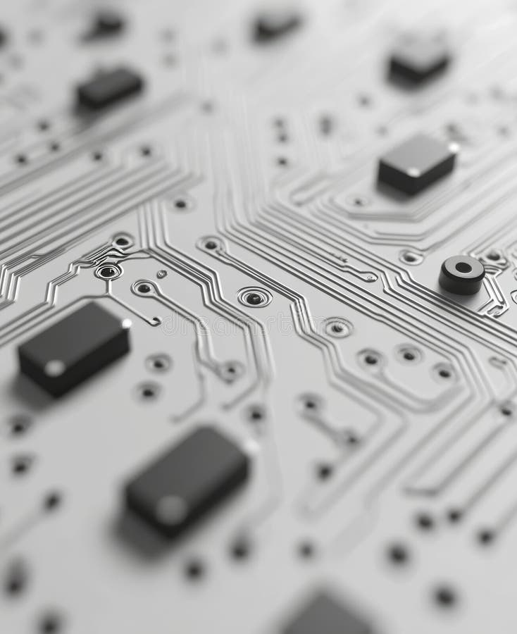 A Modern, Abstract Design with a Streamlined Circuit Pattern in White ...