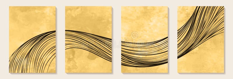 Modern Abstract Design Template with Linear Abstract Art Wave on ...