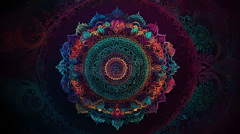 A Modern Abstract Digital Artwork Featuring Indian Mandala Patterns and ...
