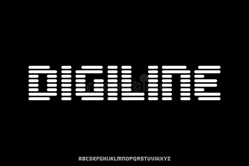 Modern Abstract Digital Stripe Alphabet Display Font Vector ...