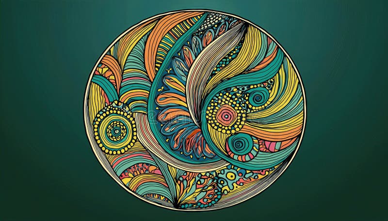 Modern Abstract Doodle Vibrant Circle Shapes in a Decorative Element ...