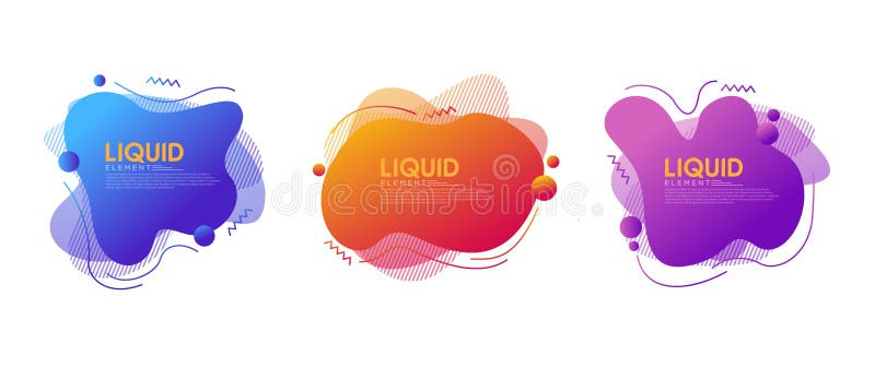 Modern Abstract Dynamic Fluid Liquid Set. Graphic Template Element ...