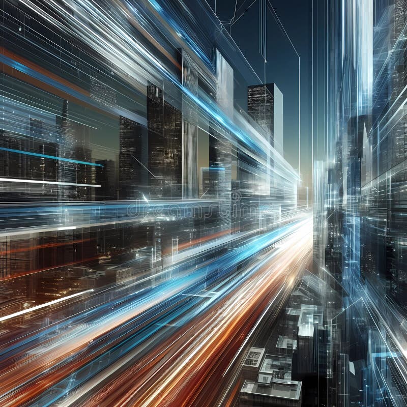 Modern Glowing Dynamic Speed Movement Urban Background. Stock ...