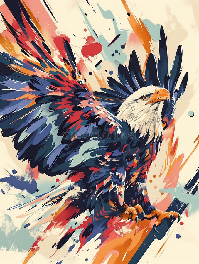 Modern Abstract Eagle Design with Sharp Geometric Shapes, Bold Colors ...