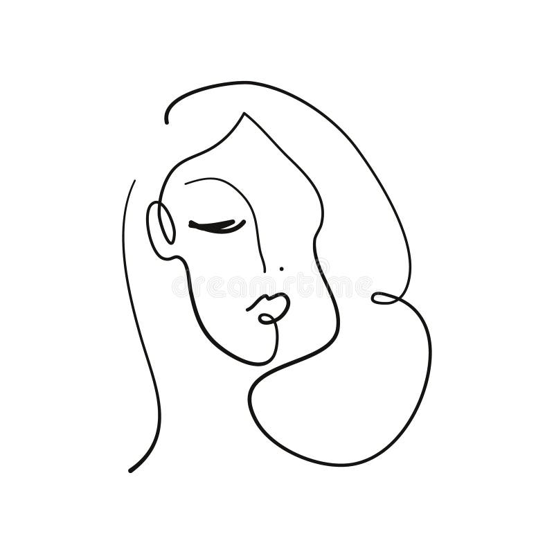 Pen And Ink Art And Collectibles Minimal Abstract Face Line Drawing Black