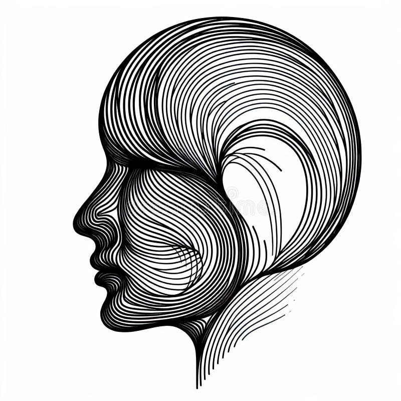 Modern Abstract Face in Swirling Patterns Stock Illustration ...