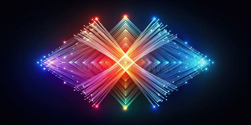 Modern Abstract Fiber Optic Logo Design a Glowing Geometric ...
