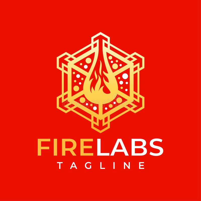 Modern Abstract Fire Laboratory Logo Design. Digital Flame Lab Logo ...