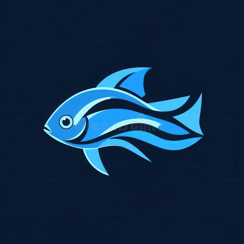 Minimalist Aquatic Logo Featuring Abstract Fish Design with Wave ...