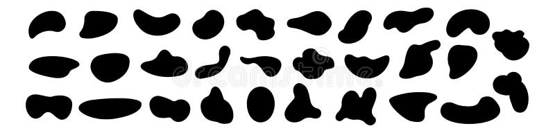 Random Black Irregular Shapes. Set Isolated Liquid Elements. Modern ...