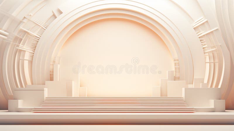 Modern Abstract Futuristic Stage with White Geometric Design Stock ...