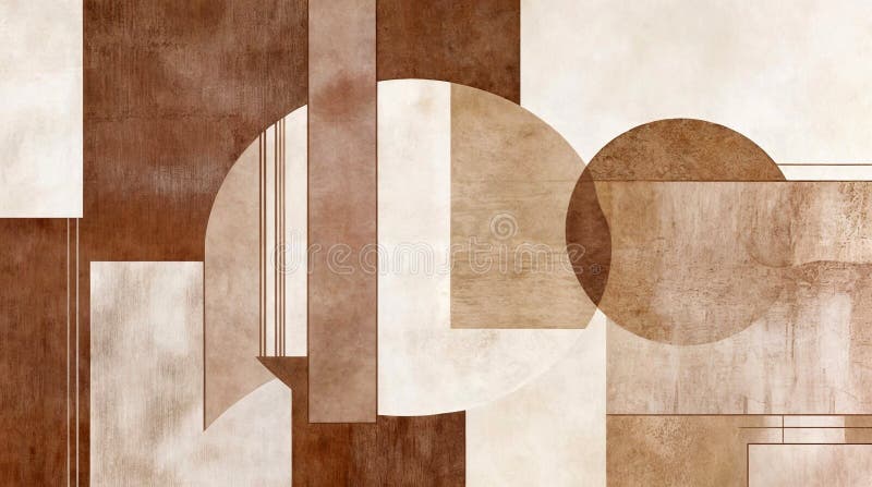 A Modern Abstract Geometric Design with Earthy Beige and Brown Tones ...