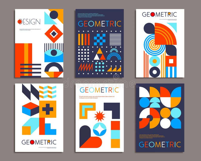 Modern Abstract Geometric Pattern Posters Set Stock Vector ...