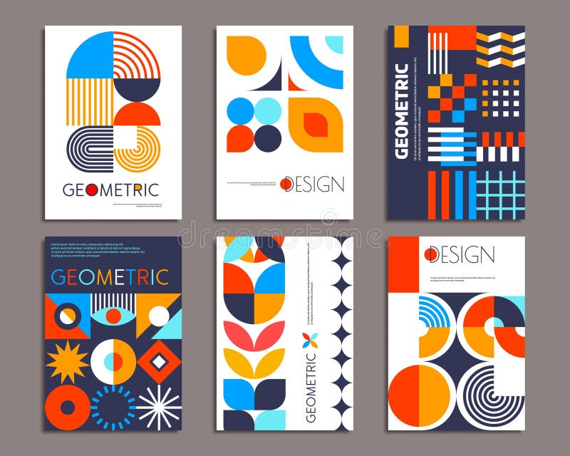 Modern Abstract Geometric Pattern Posters Set Stock Illustration ...
