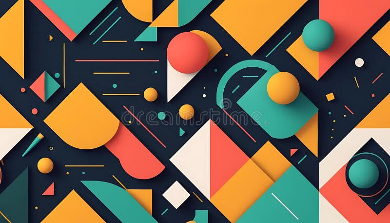 Modern Abstract Geometric Pattern with Spheres and Triangles on Dark ...