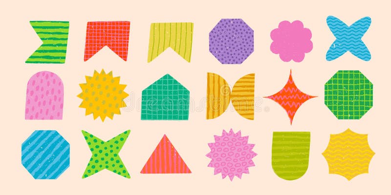 Modern Abstract Geometric Shapes with Simple Patterns and Texture. Y2K ...