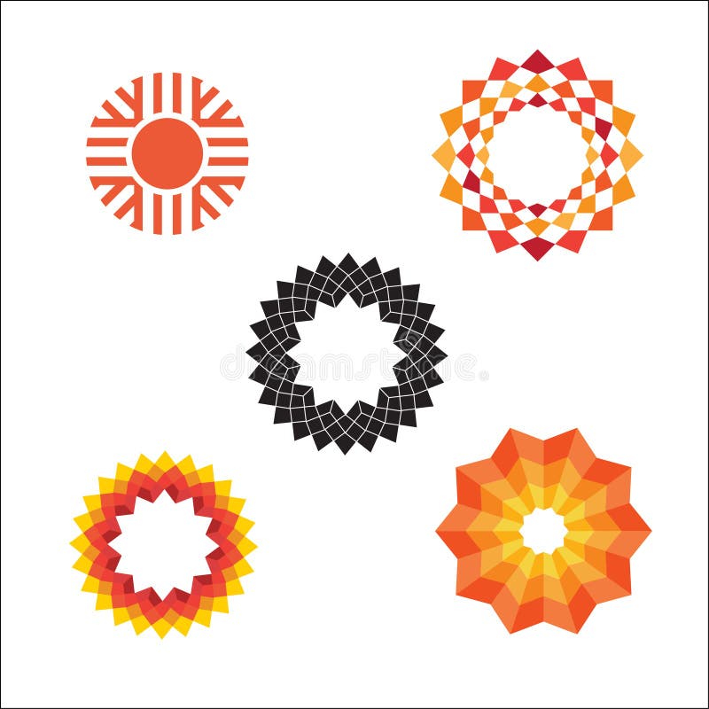 Modern Abstract Geometric Vector Sun Icons Stock Vector - Illustration ...