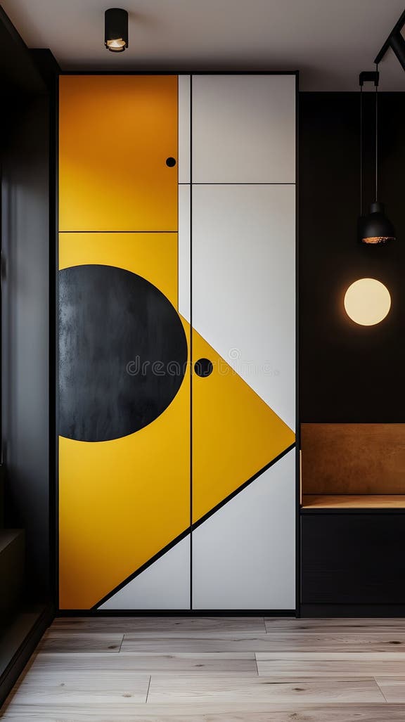 Modern Abstract Geometric Wardrobe Design 3D Illustration Stock ...