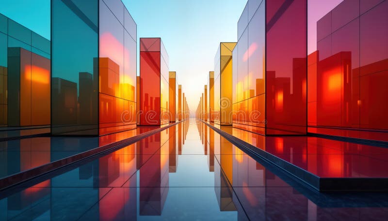 Modern Abstract Glass Architectural Forms Create Vibrant Pathway ...