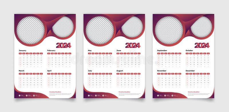 A Modern Abstract Gradient Color Designed Wall Calendar for 2024, with ...