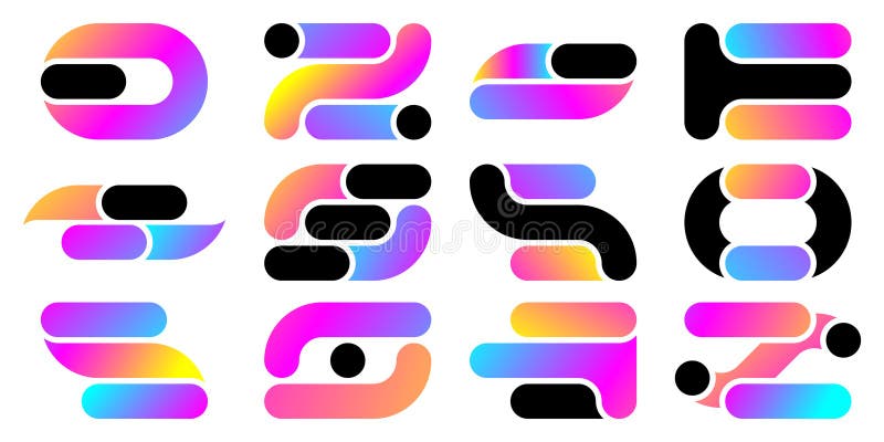Modern Abstract Gradient Icon Set. Colorful Rounded Logo Concept ...