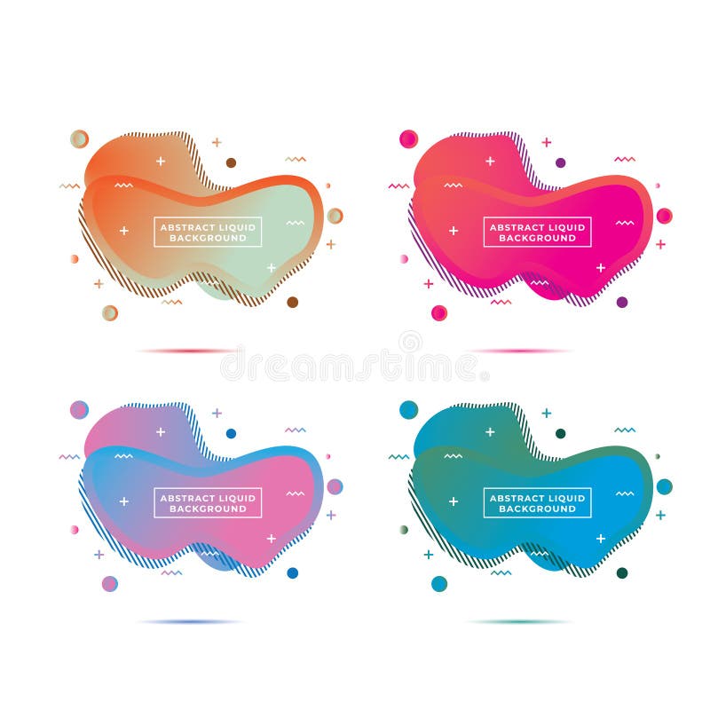 Modern Abstract Gradient Liquid Background Set in Four Styles Stock ...