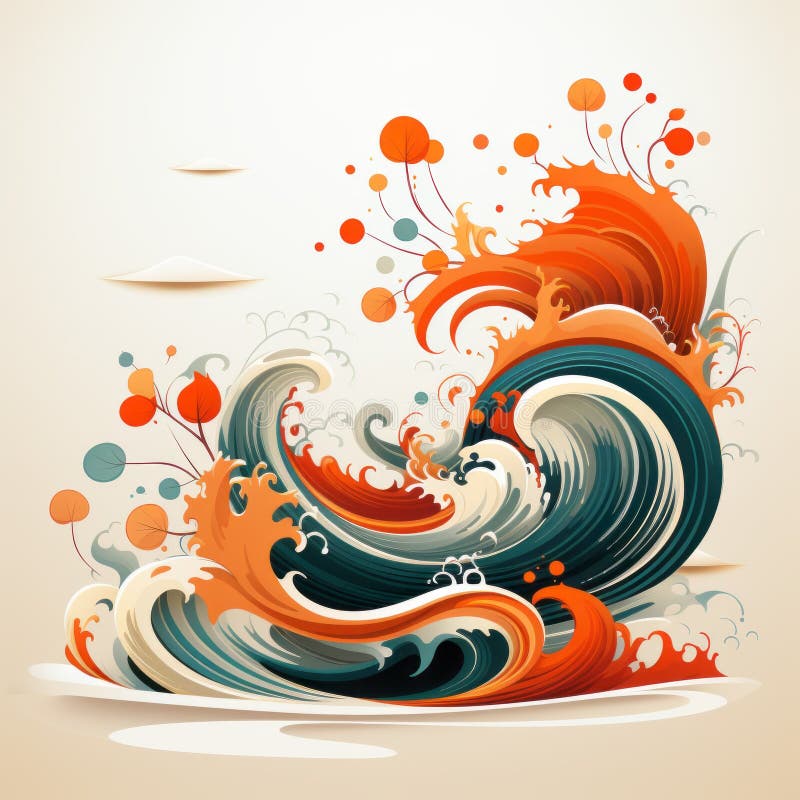 Modern Abstract Graphic Wave Pattern with Flowing Water Stock ...