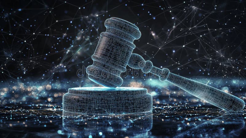 A Modern Abstract Hammer Judge on a Blue Background in the Form of ...