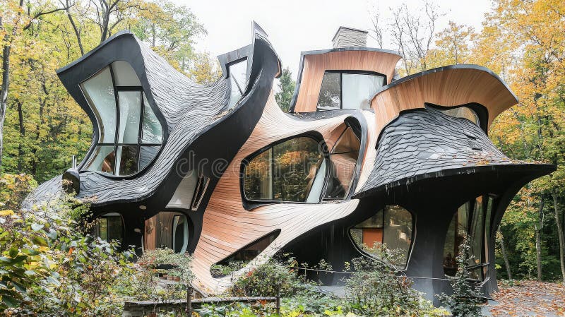 A Modern, Abstract Home with a Unique and Undulating Design Stock Photo ...