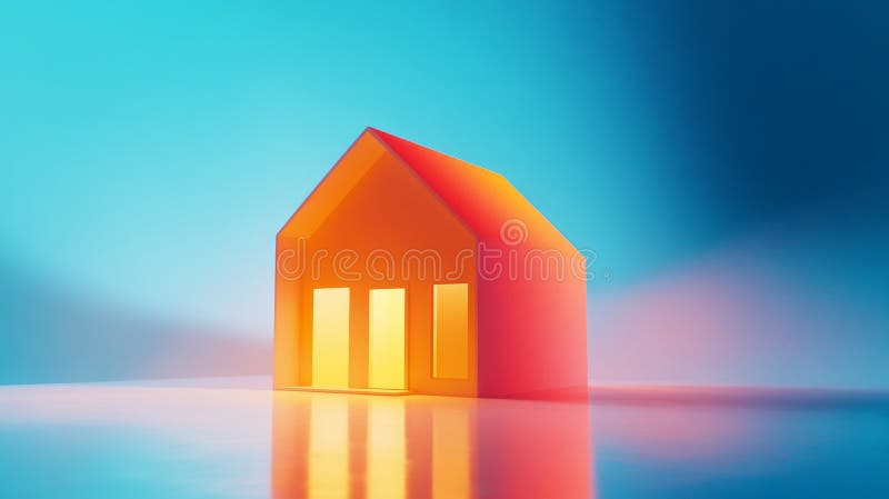 Modern Abstract House Design with Colorful Gradient Background Stock ...