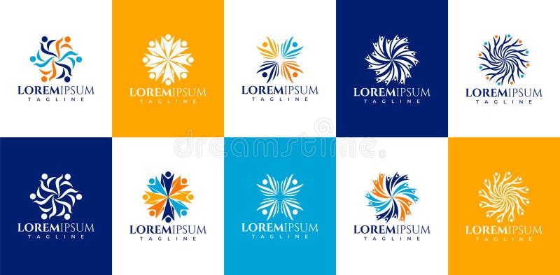 Modern Abstract Human Crowd Logo Design. Colorful People Group ...