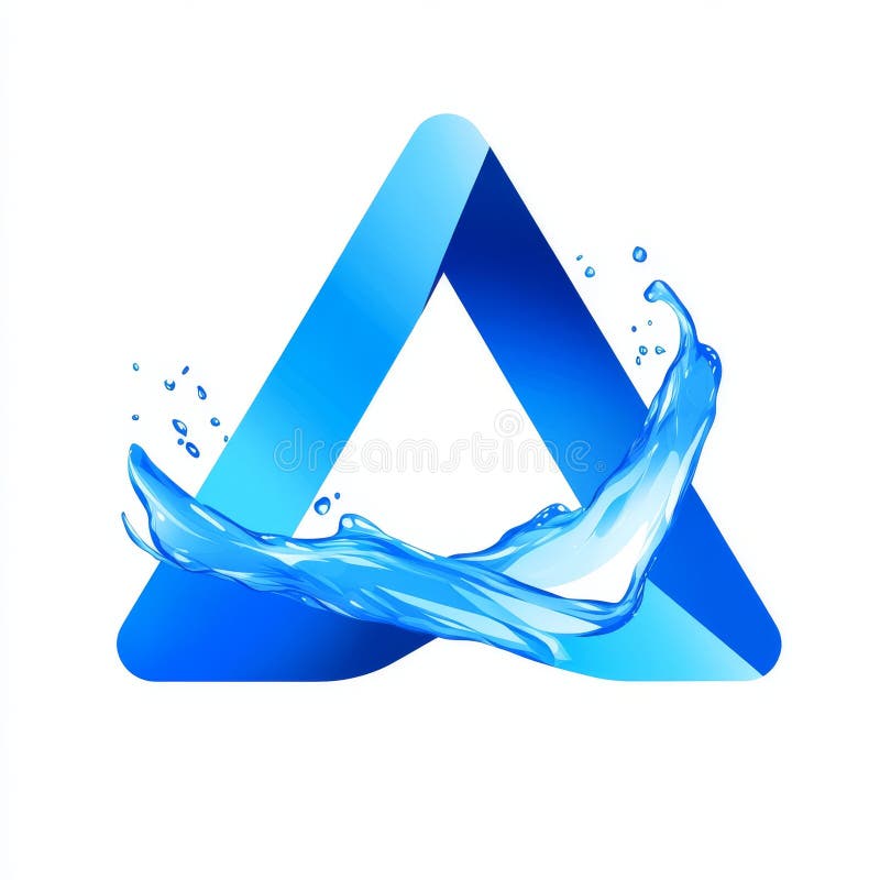 A Modern Abstract Illustration of a Blue Triangle with a Dynamic Liquid ...