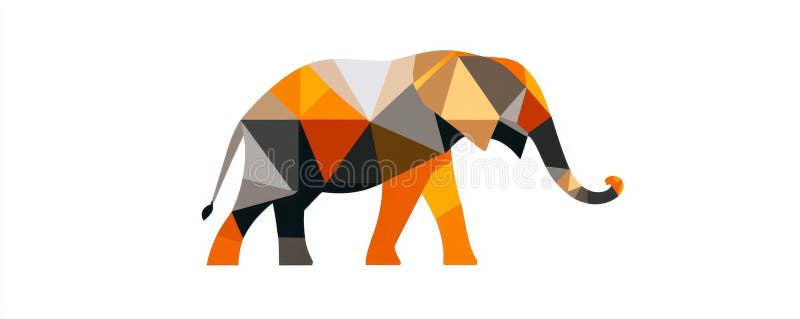 Abstract Geometric Elephant Illustration with Colorful Shapes Stock ...